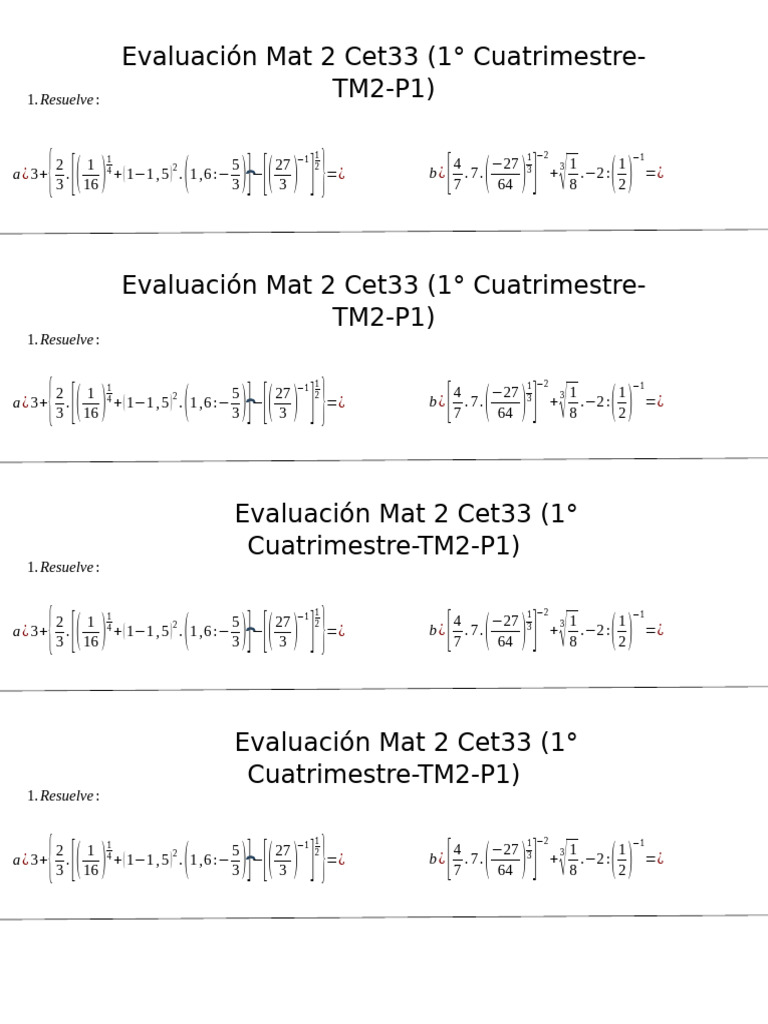 Evaluación Mat 2 Cet33 (1° Cuatrimestre-TM2-P1) | PDF