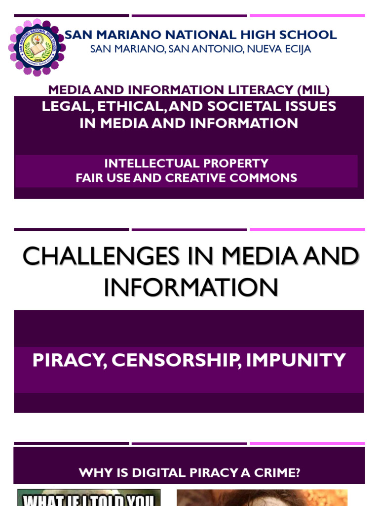 Legal Ethical and Societal Issues in Media and Information | PDF ...