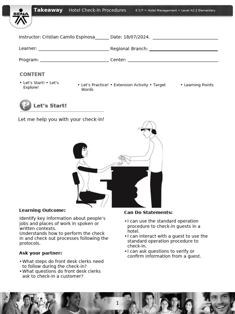 12 Hotel Check in Procedures | PDF | Linguistics