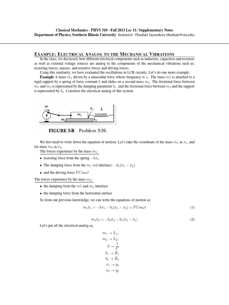 Classical Mechanics: Electrical Analog Concepts | PDF | Damping | Oscillation