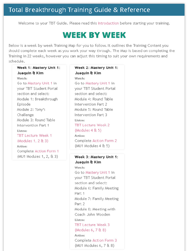 Total Breakthrough Training Guide & Reference | PDF