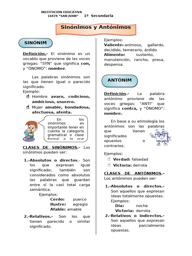 SINONIMOS Y ANTONIMOS | PDF | Semántica léxica