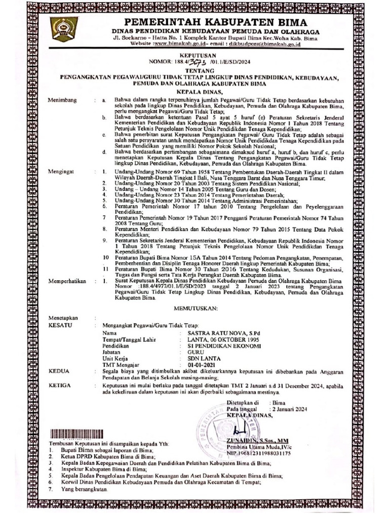 SK Dinas 2024 - Dan Pengalaman Kerja | PDF
