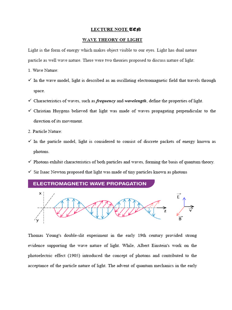Wave Theory of Light Explained | PDF | Diffraction | Polarization (Waves)