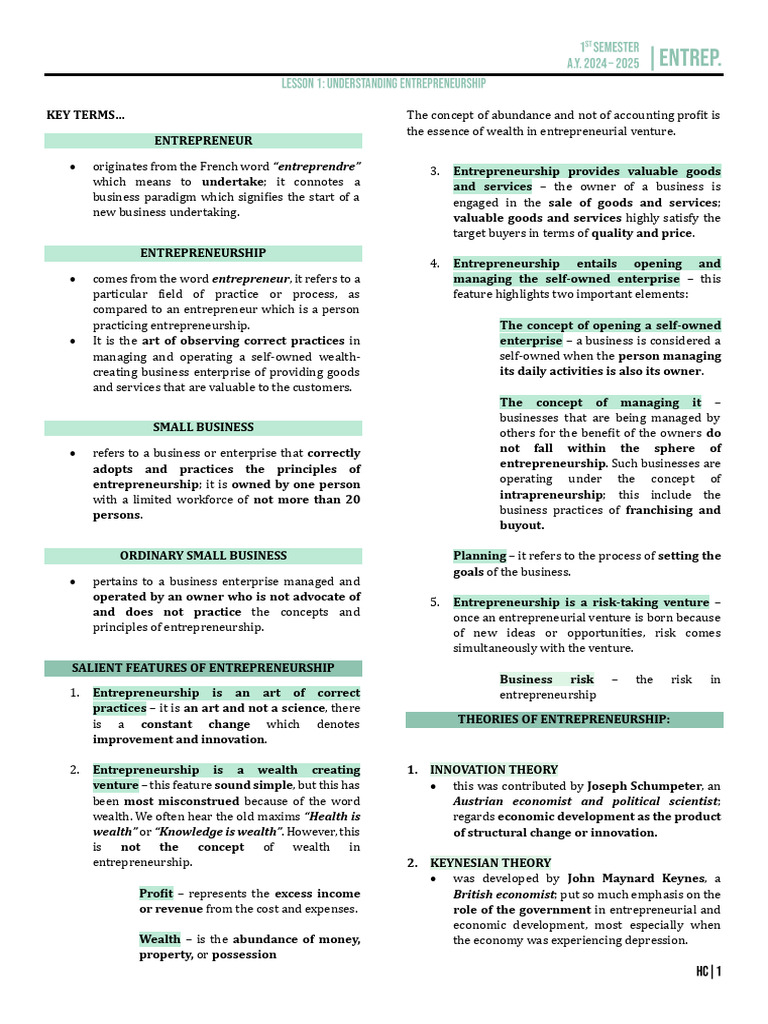 L1 - Understanding Entrepreneurship | PDF | Entrepreneurship | Economies