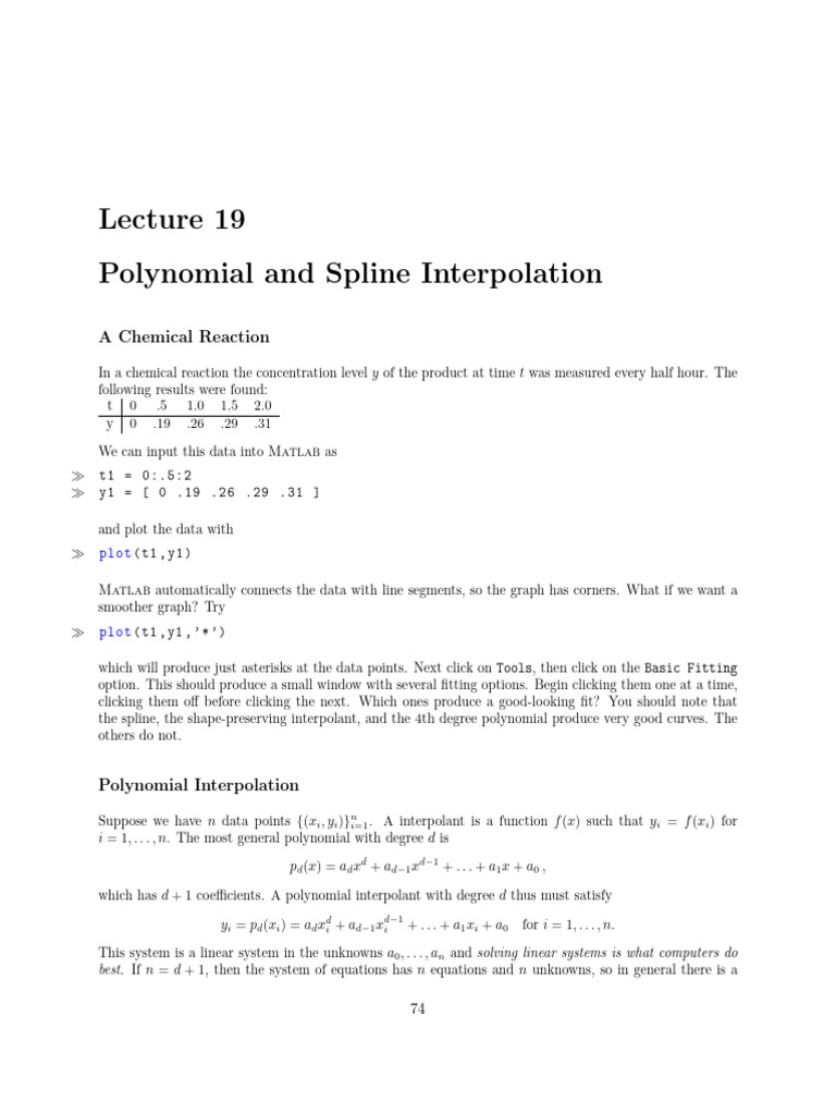 Lecture 19 Pdf Interpolation Spline Mathematics