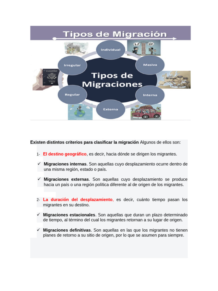 Tipos de Migración: Criterios y Clasificación | PDF