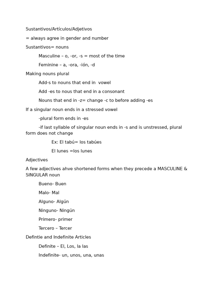 1.1 Articles, Adjectives, Nouns | PDF | Foreign Language Studies