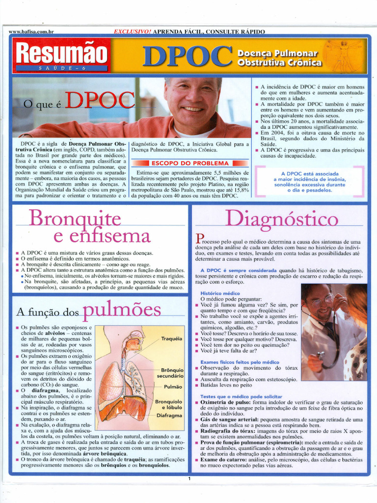Resumão Saúde-DPOC Doença Pulmonar Obstrutiva Crônica | PDF