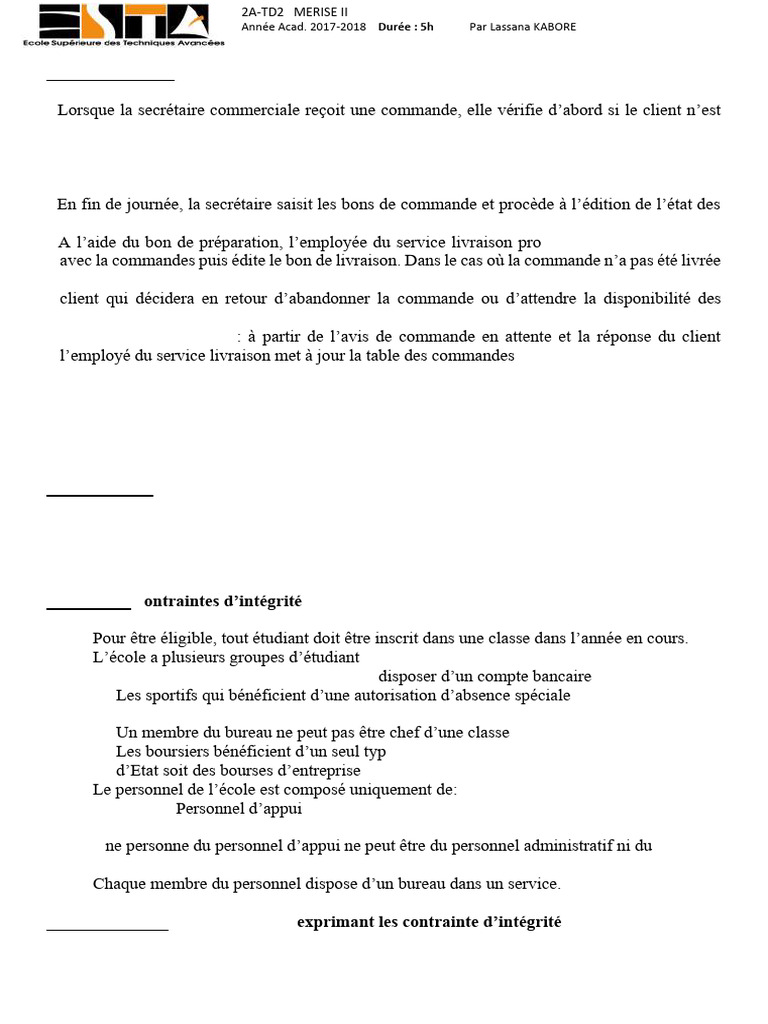 TD1 - SIR2 Merise 2025 | PDF | Facture