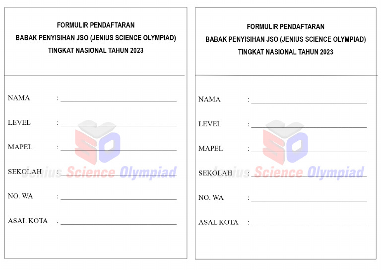 Form Pendaftaran Jso | PDF