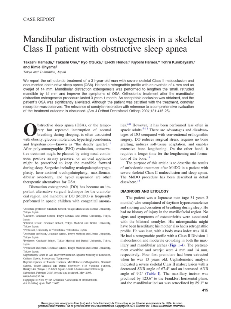 Mandibular Distraction Osteogenesis in a Skeletal Class II Patient With ...