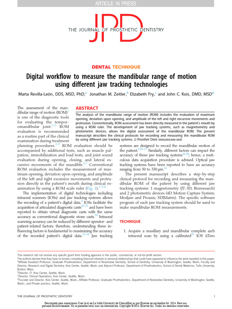 Digital Workflow To Measure The Mandibular Range of Motion Using ...