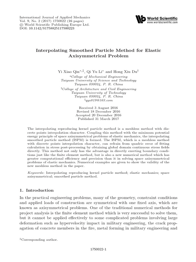 Interpolating Smoothed Particle Method for Elastic Axisymmetrical Problem（应力搜寻） | PDF | Stress ...