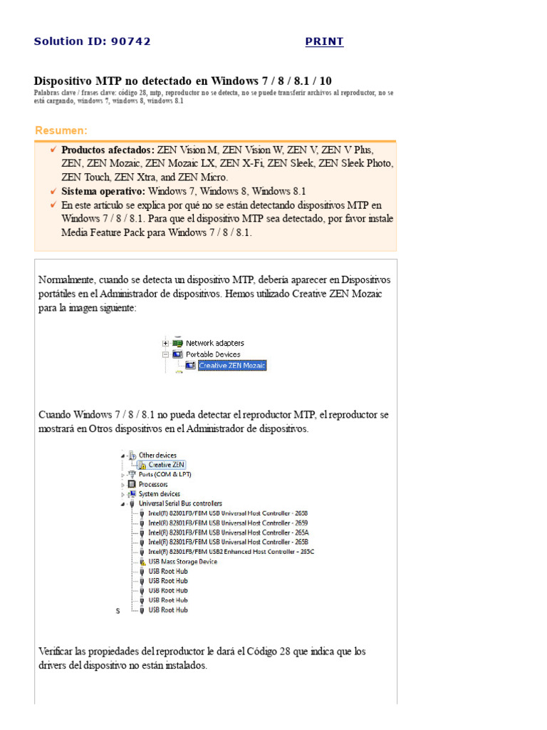 Solución MTP para Windows y ZEN | PDF | Juegos y actividades
