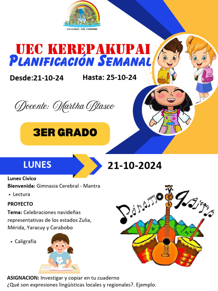 Planificacion Semanal 3er Grado Del 21-10-24 Al 25-10-24 | PDF