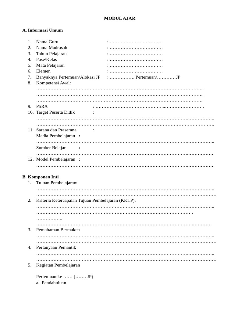 LK. Penyusunan Modul Ajar Edit | PDF