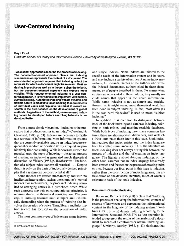 User Centered Indexing | PDF | Information Retrieval | Databases