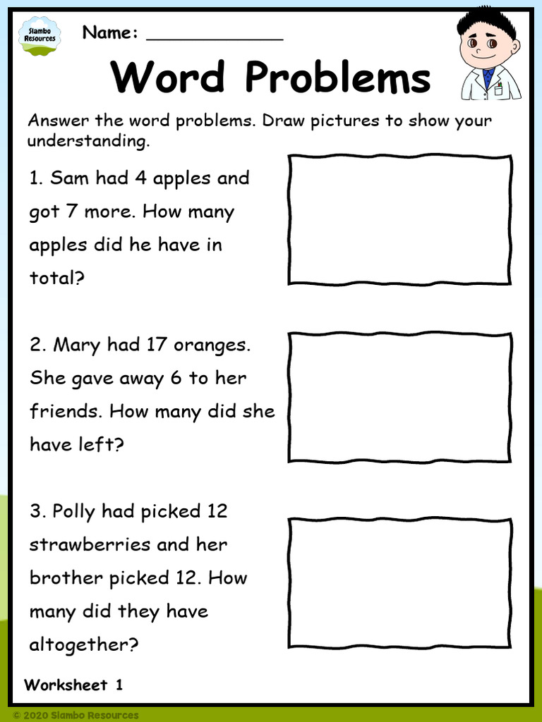 Grade 1 Word Problems Worksheet 1 | PDF