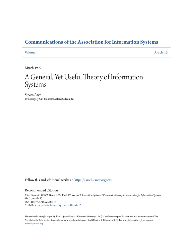 A General, Yet Useful Theory of Information | PDF | Information System ...