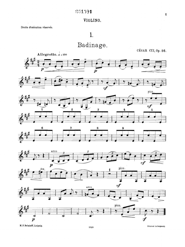 Cesar Cui - Trio Flauta, Violin y Piano (Violin) | PDF