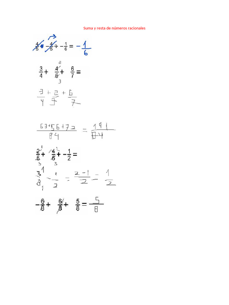 Suma y Resta de Números Racionales | PDF