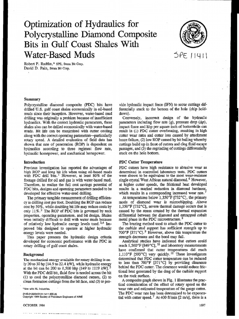 Optimization of Hydraulics For Polycrystalline Di&nond Composite Bits ...