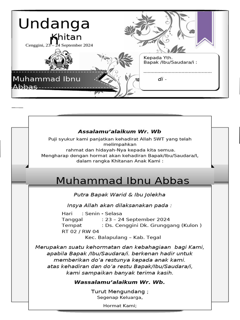 U12 Undangan Khitanan Type U12 | PDF