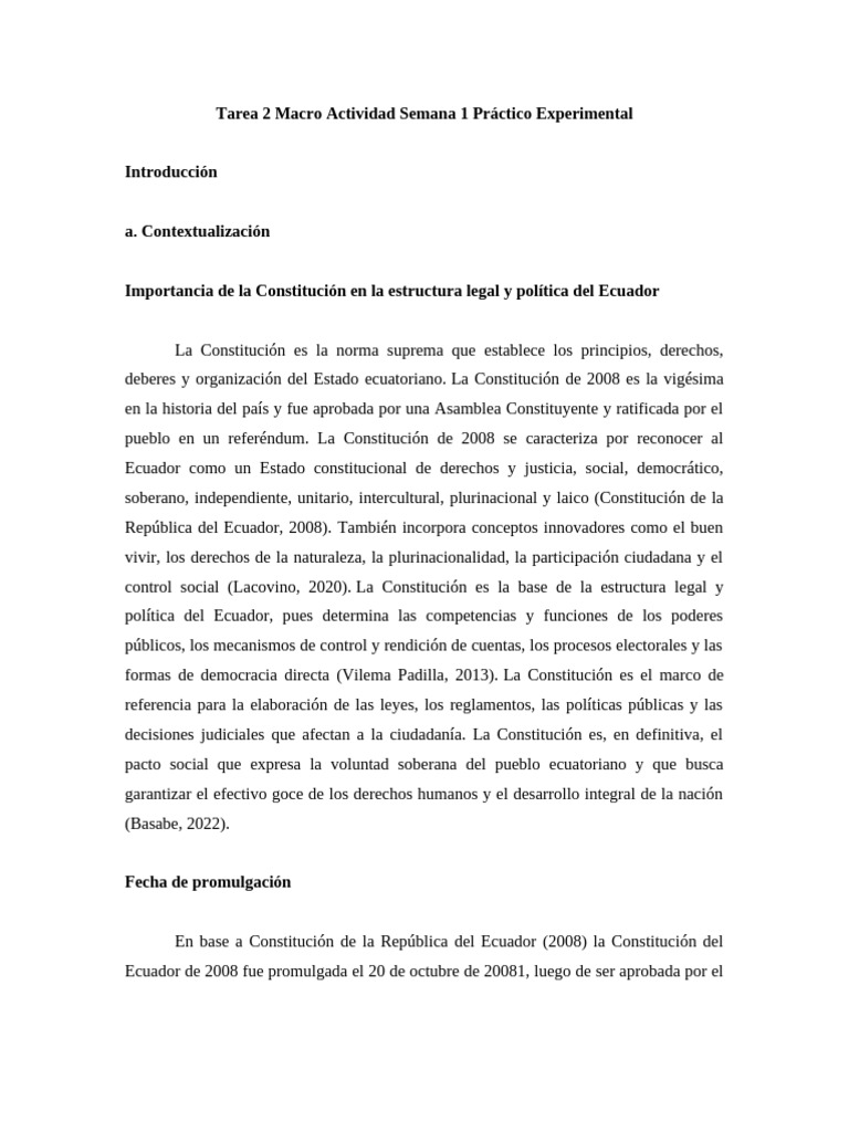 Tarea 2 Macro Actividad Semana 1 Práctico Experimental | PDF | Constitución | Gobierno
