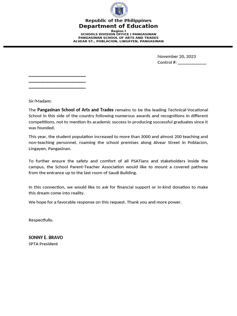 Solicitation Letter | PDF | Educational Institutions | Schools