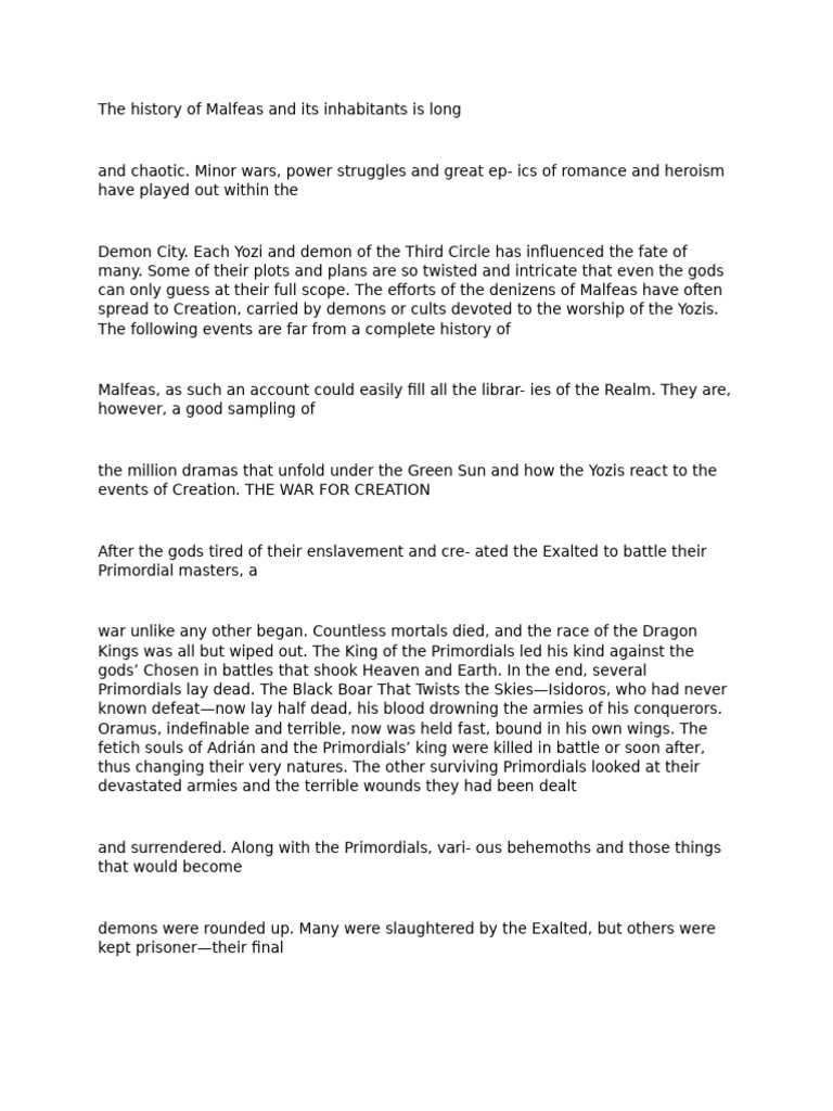History of Malfeas and the Yozis | PDF | Demons