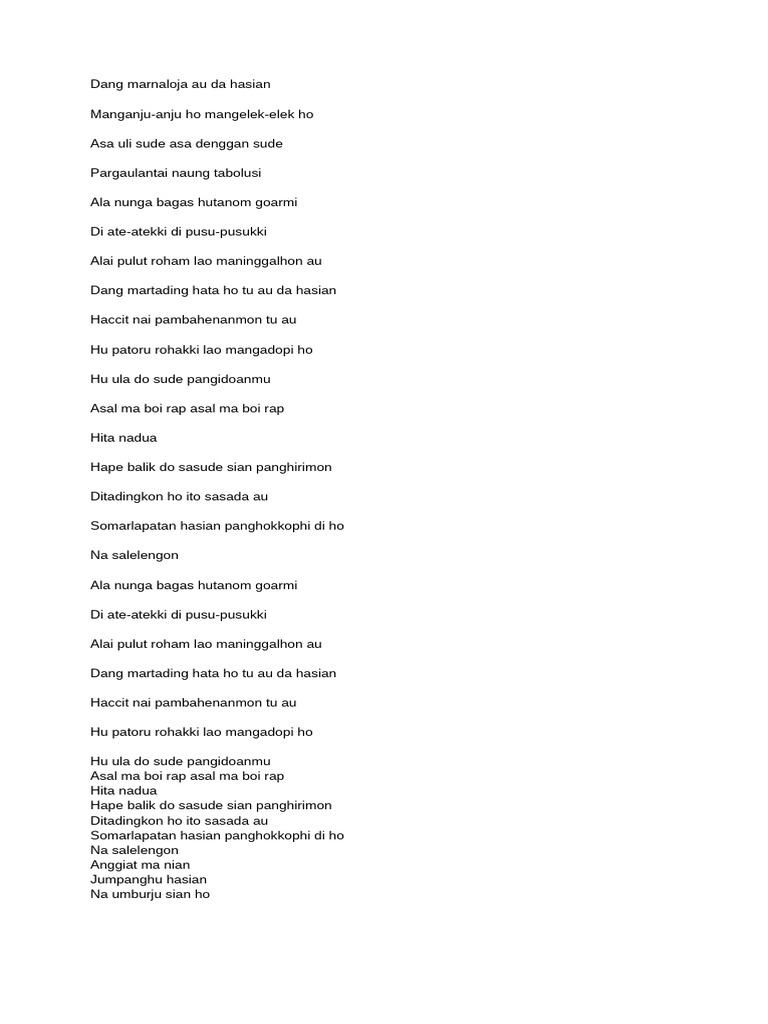 Dang Marnaloja Au Da Hasian | PDF