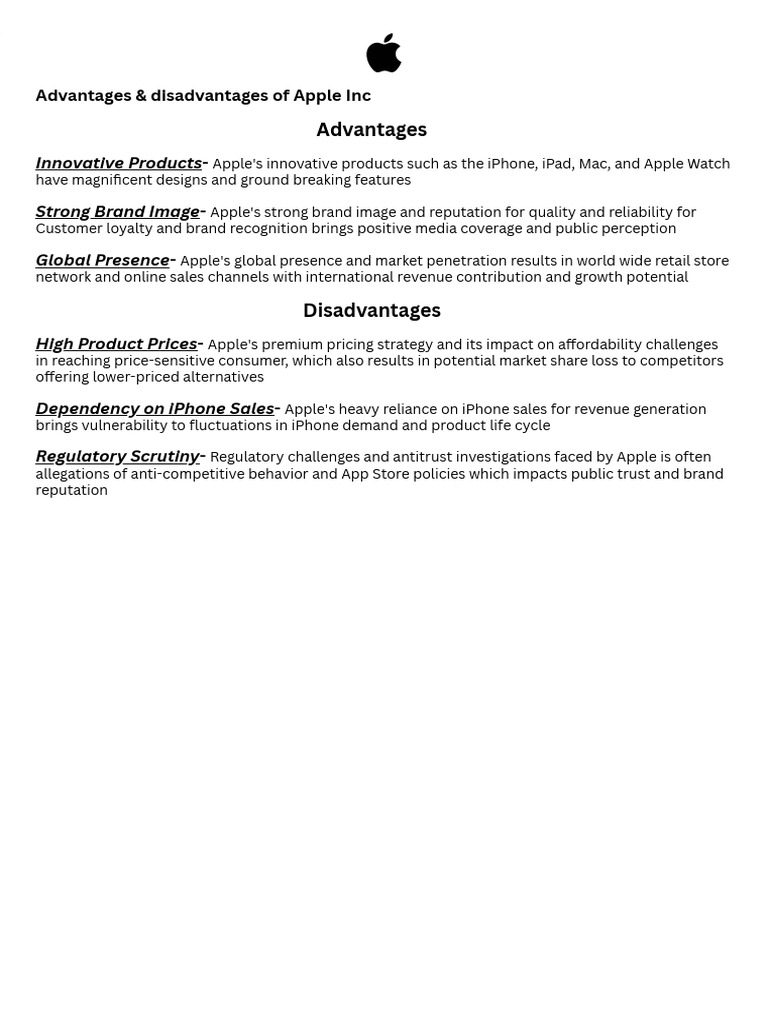 Advantages & Disadvantages of Apple Inc - 20240412 - 114855 - 0000 | PDF