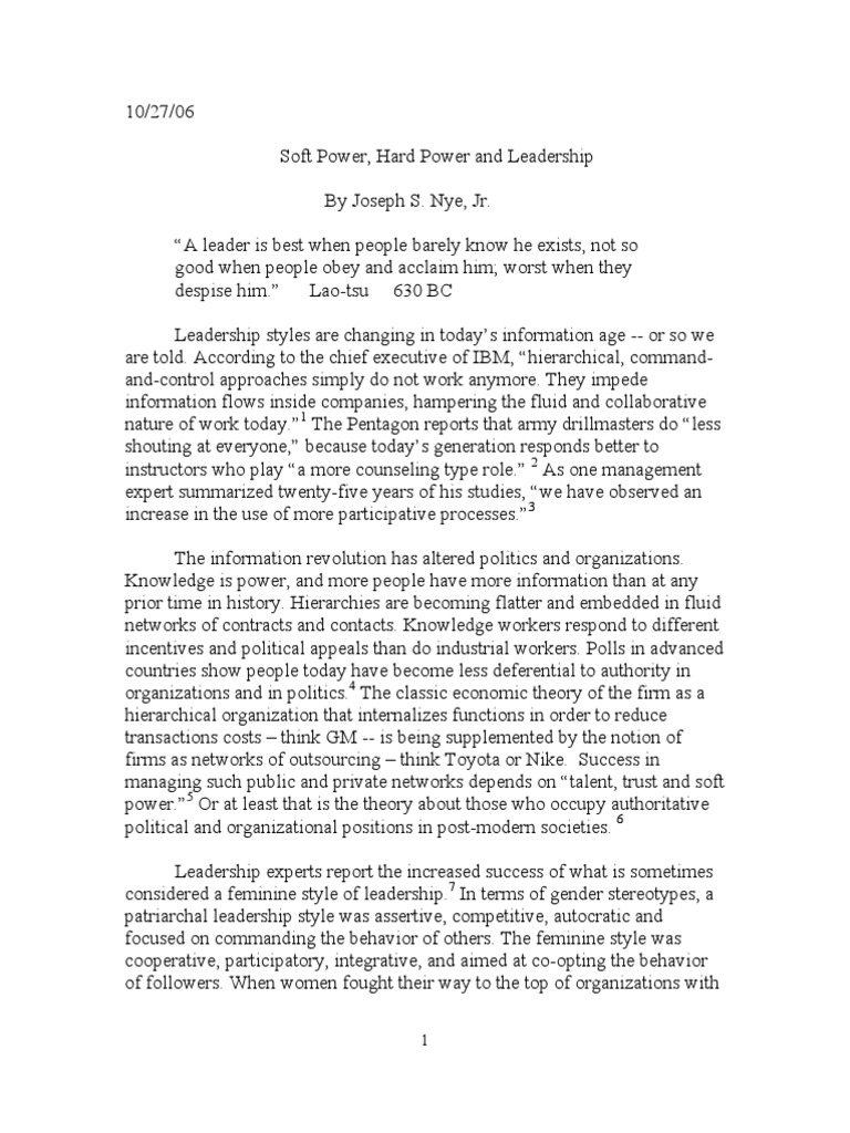 Soft vs Hard Power in Leadership | PDF | Career & Growth | Social Science