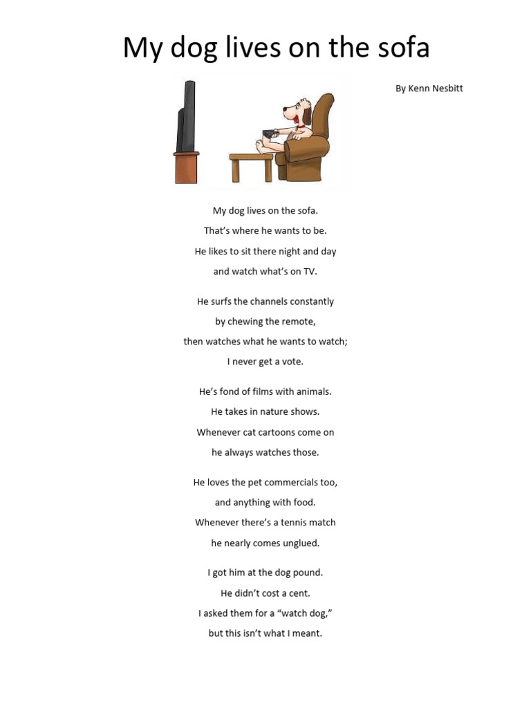 My Dog Lives On The Sofa | PDF