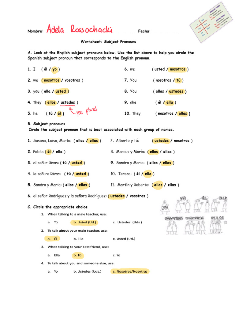 Pronombres Sujetos en Español | PDF