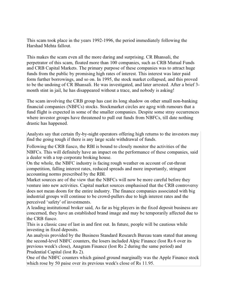 CRB Scam | PDF | Non Bank Financial Institution | Banks