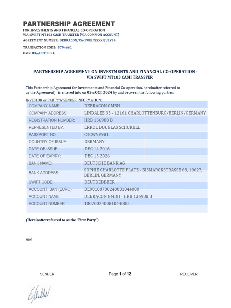 Doa-Mt103ca - Debracon - 3B To DB | PDF | Arbitration | Banks