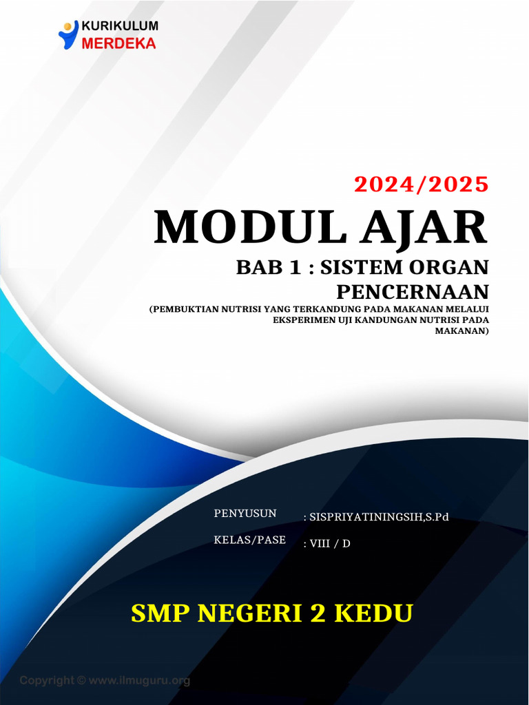 Modul Ajar Ilmu Pengetahuan Alam (IPA) - Sistem Organ Pencernaan - Fase ...