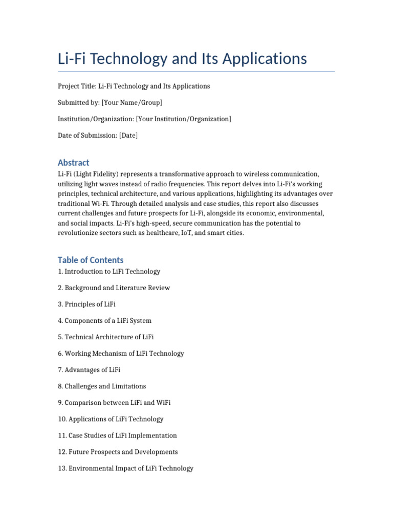 LiFi Project Report Expanded | PDF | Wi Fi | Electrical Engineering