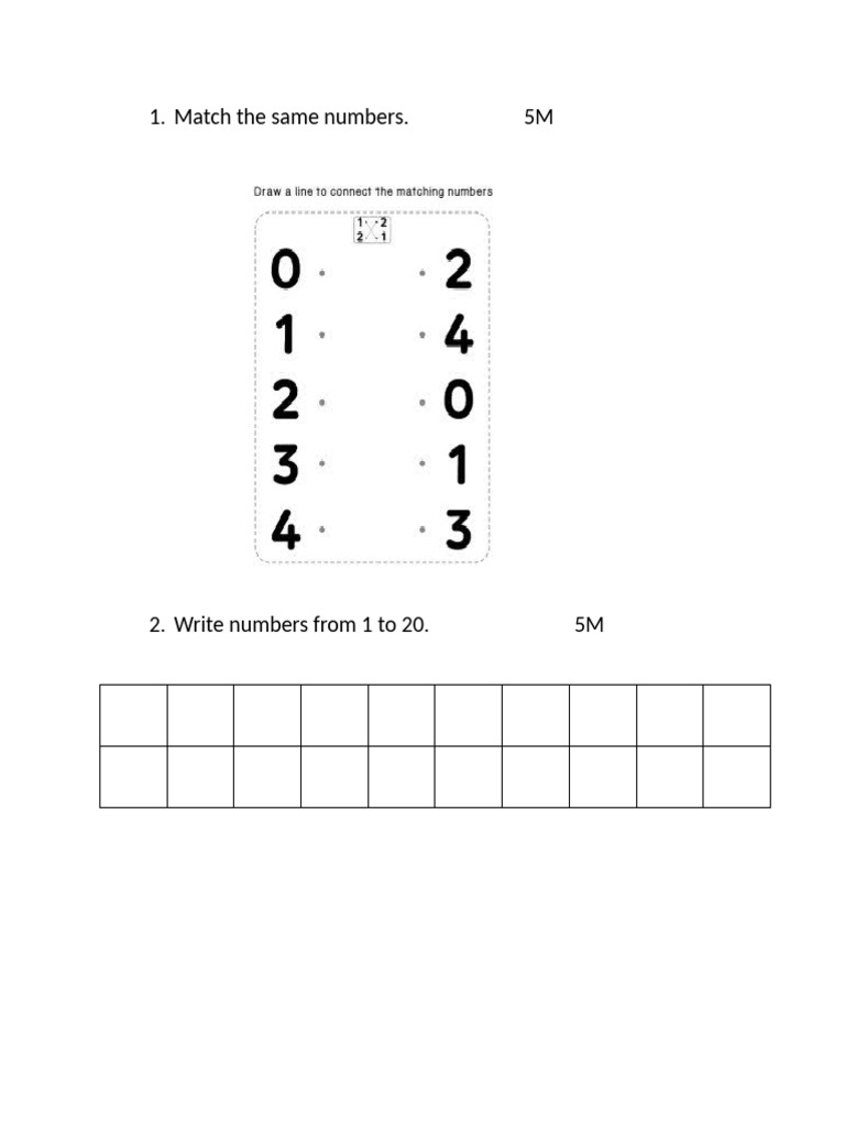 Nursery Math Exam Paper | PDF