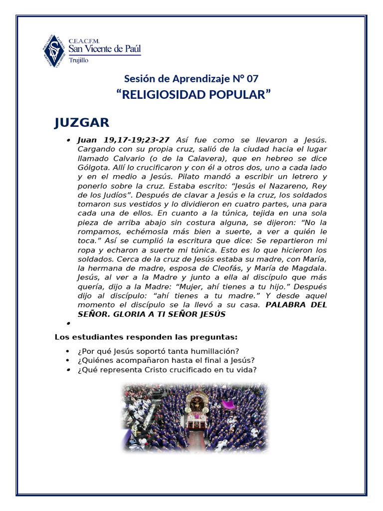 Religiosidad Popular: Señor de los Milagros | PDF