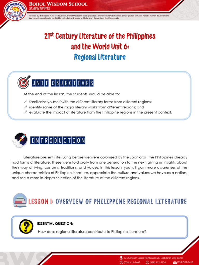 Philippine Regional Literature Overview | PDF | Folklore