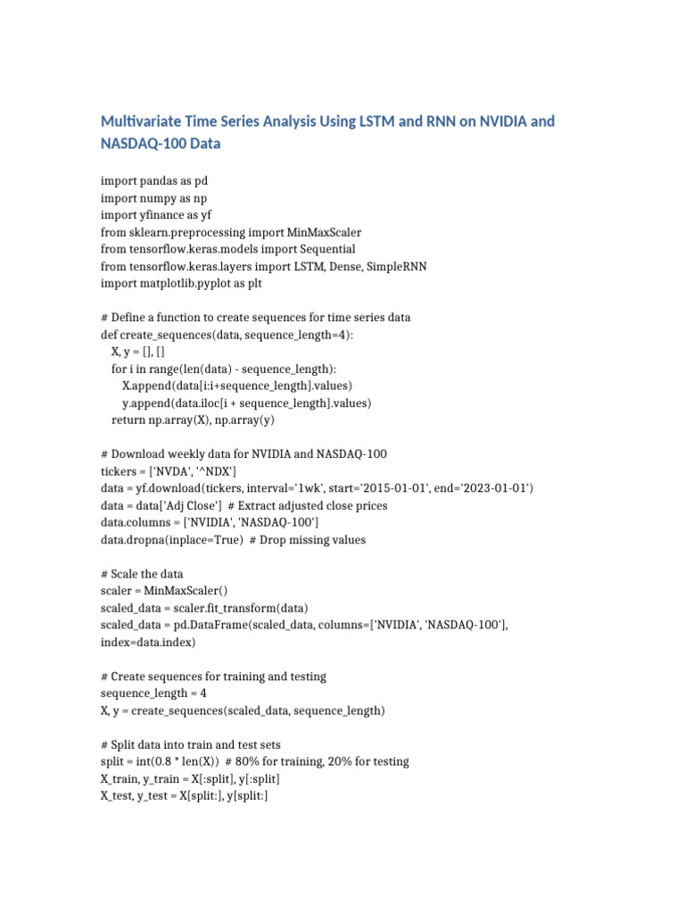 Multivariate Time Series Analysis LSTM RNN Code | PDF | Applied ...