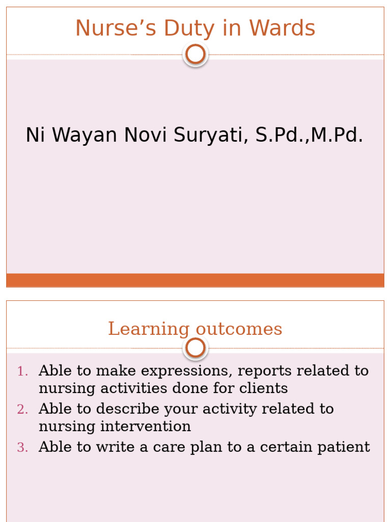 Nurse's Duty in Wards | PDF | Clinical Medicine | Medical Specialties