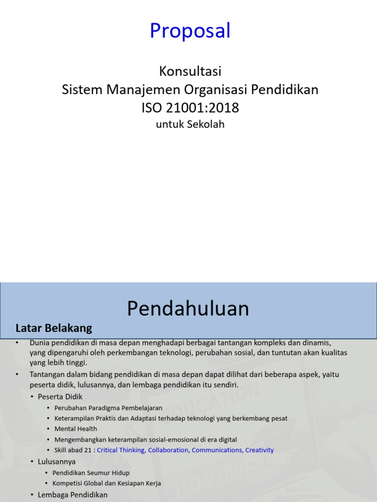 PROPOSAL - ISO Untuk Sekolah | PDF | Bisnis
