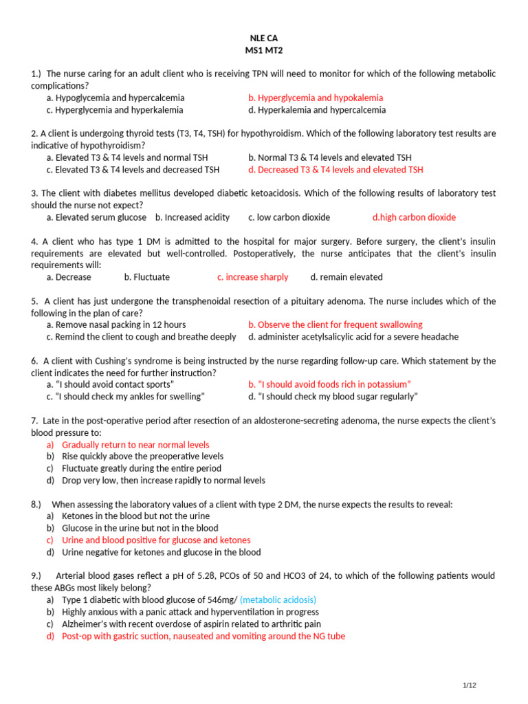 Nle Ca MS1 MT2 | PDF | Shock (Circulatory) | Respiratory System