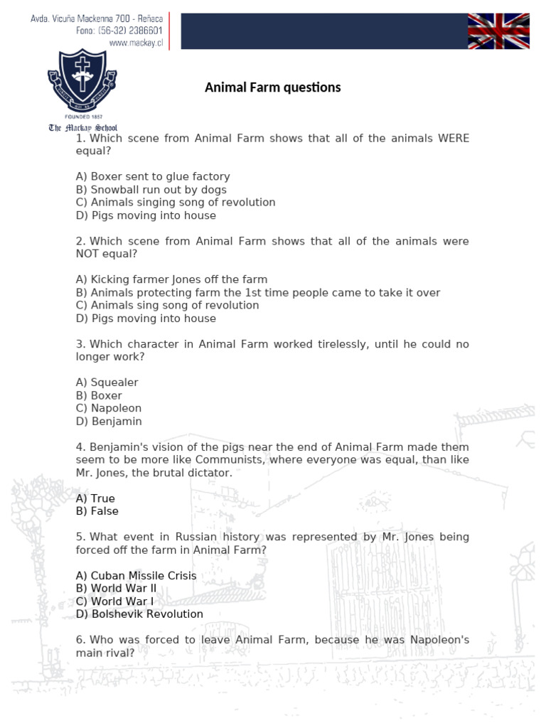 Animal Farm Study Guide | PDF