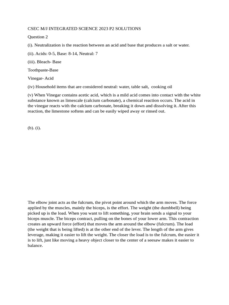 Csec MJ Inte Science 2023 P2 Solutions | PDF | Home & Garden | Science ...