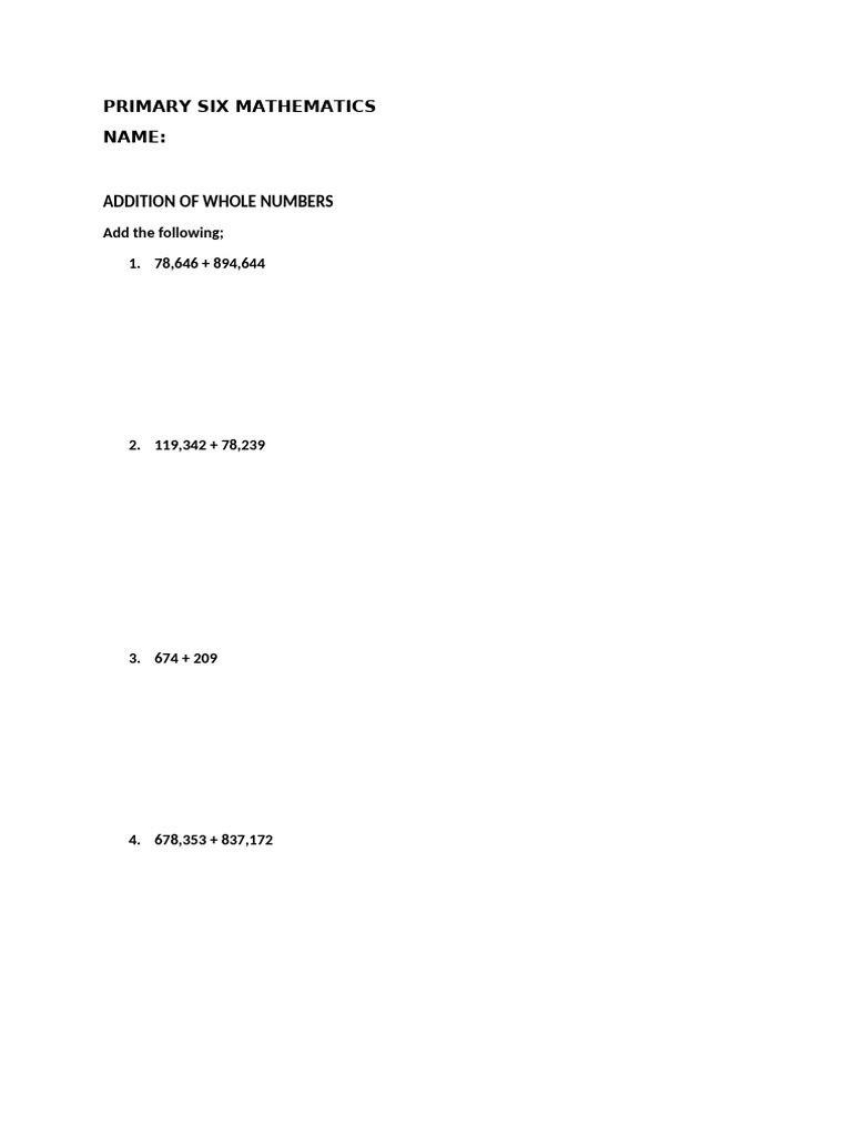 Primary Six Mathematics | PDF